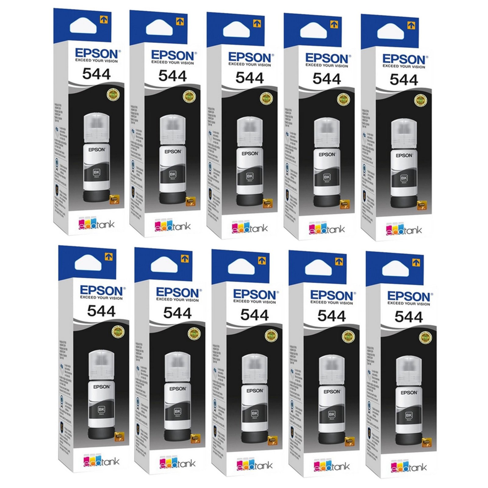 Kit 10 Refil Tinta Para T544 L3110 L3150 L3250 Preto - Haddaway Store