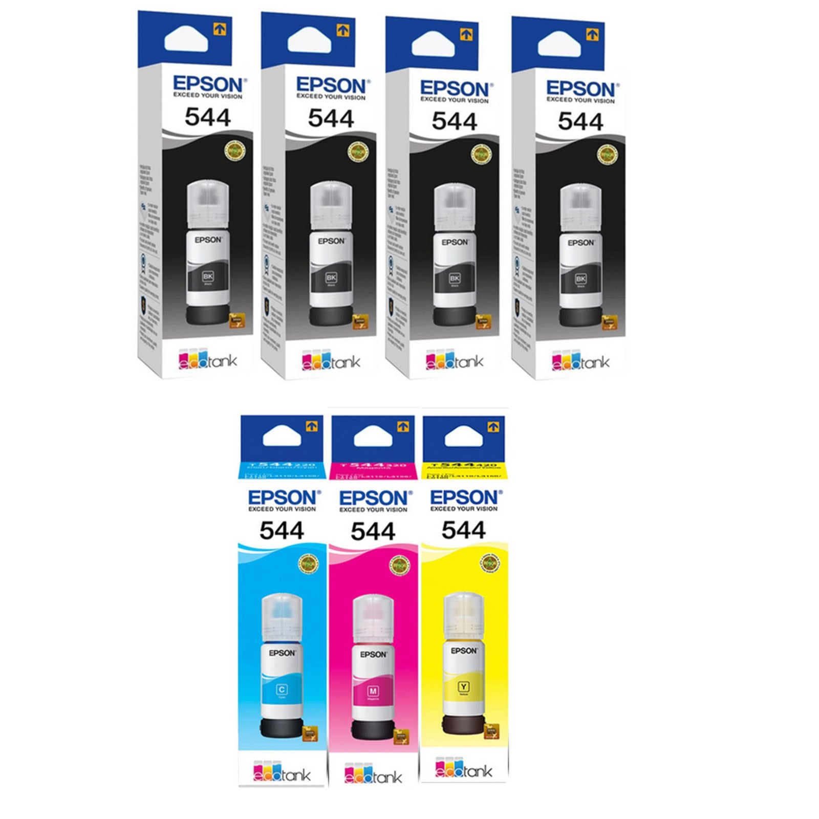 Kit 7 Refil Tinta Para T544 L3110 L3250 L3150 B Y C M - Haddaway Store